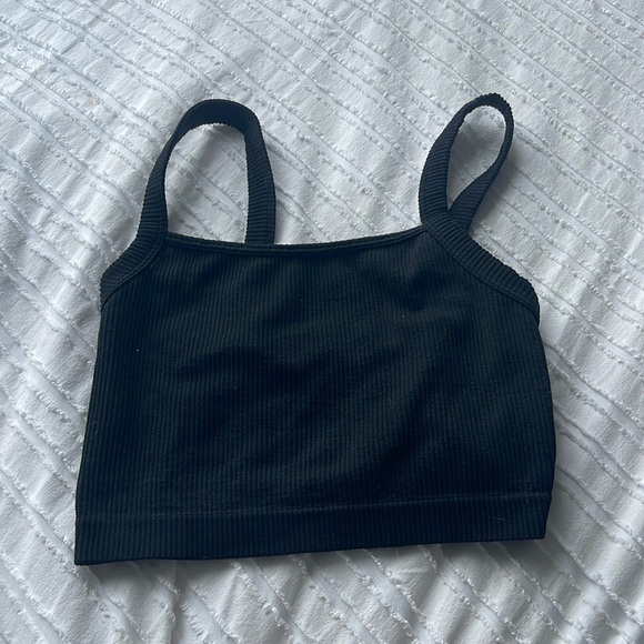 Tops | Plain Black Cropped Tank Top | Poshmark